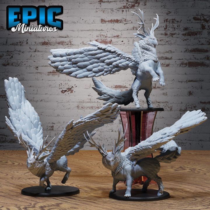 3D Printable Peryton Beast Set / Giant Eagle Stag Hybrid / Flying Magical Creature / Winged Evil ...